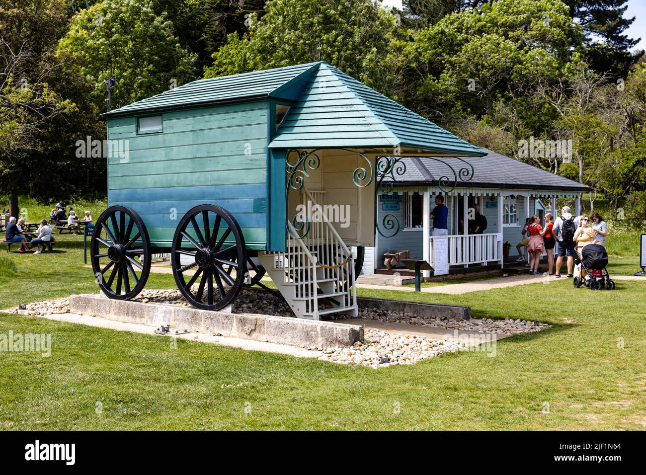 Queen Victoria's restored wheeled bathing machine with steps, veranda ...