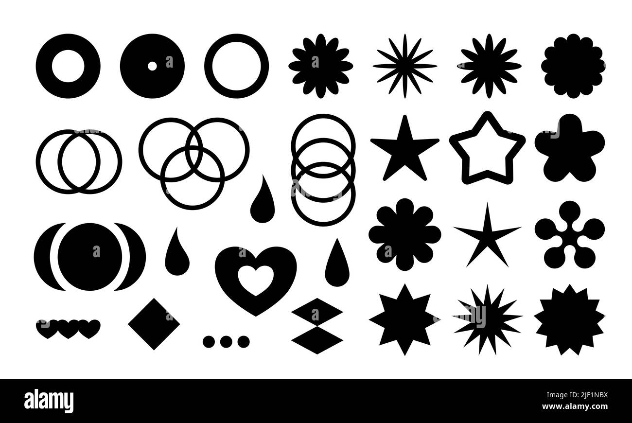 Abstract geometric doodles and shapes. Simple forms and basic geometry ...