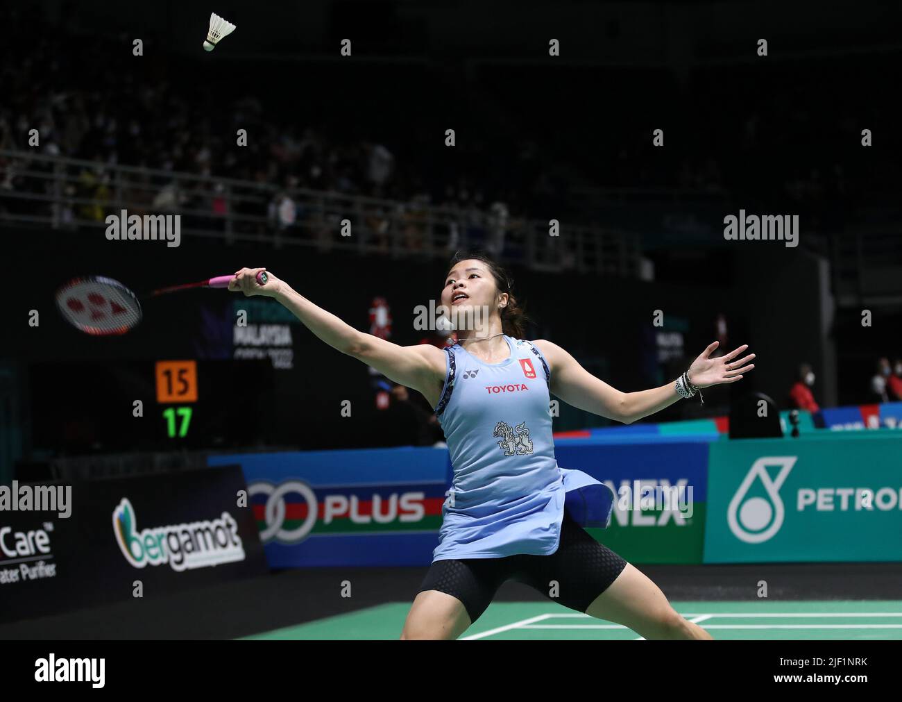 Ratchanok Intanon of Thailand competes against Sim Yu Jin of Korea ...