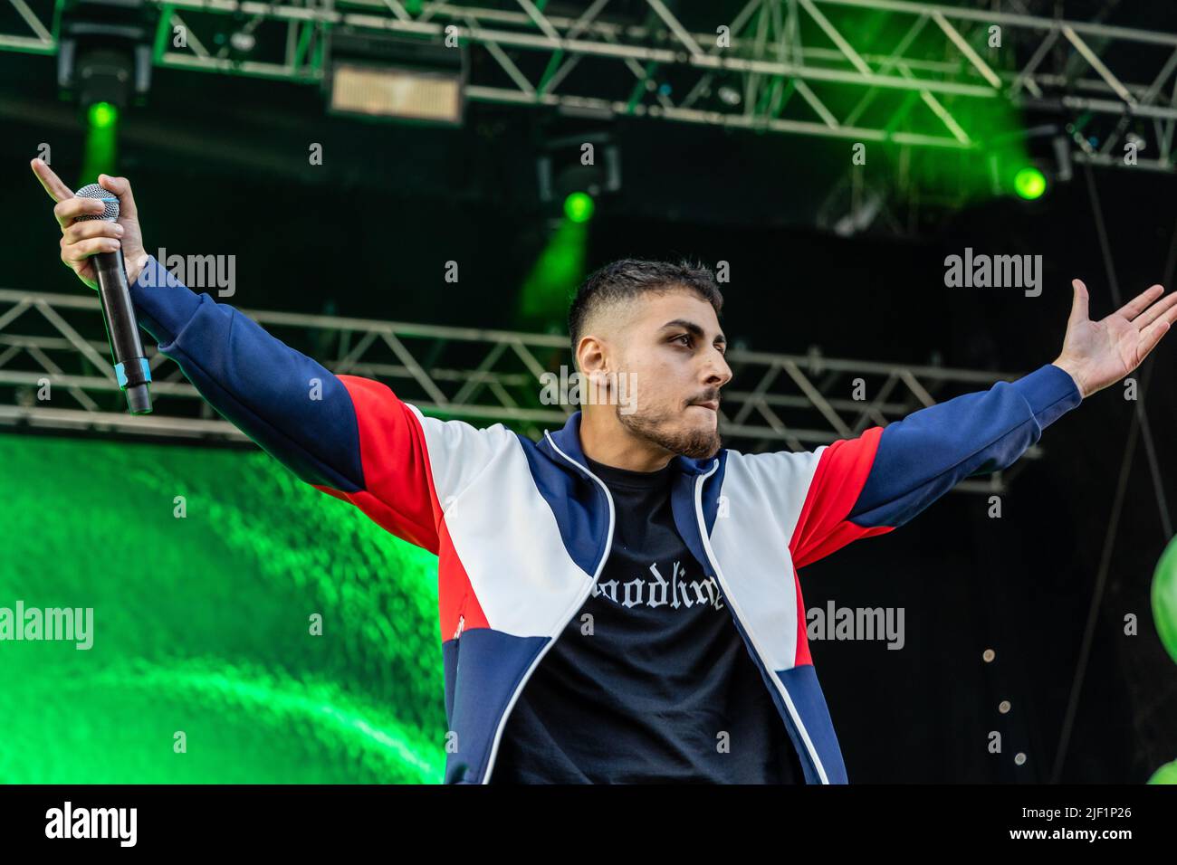 Roskilde, Denmark. 28th June, 2022. The Swedish rapper A36 performs a ...