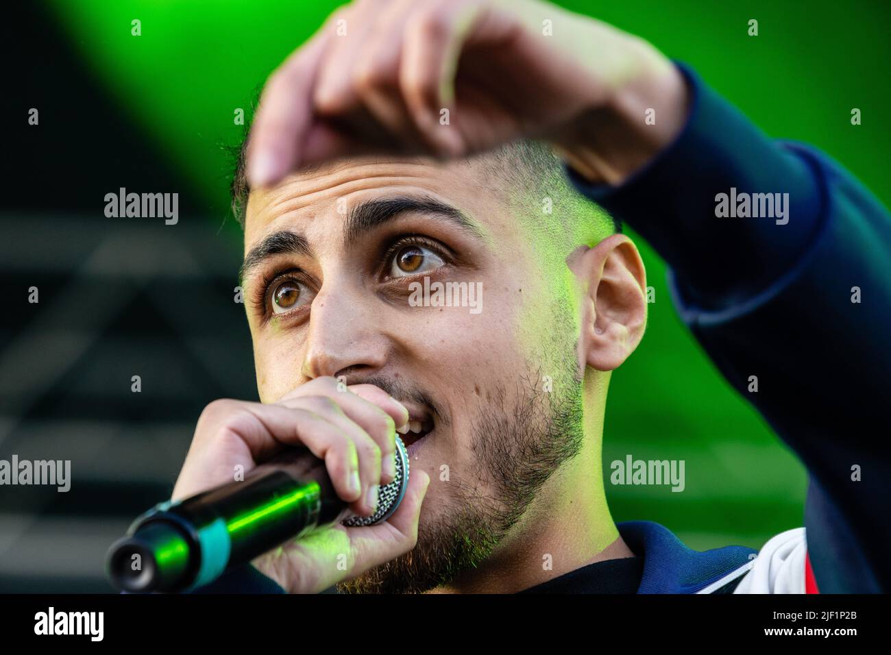 Roskilde, Denmark. 28th June, 2022. The Swedish rapper A36 performs a ...