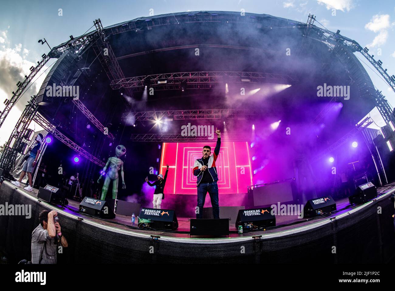 Roskilde, Denmark. 28th June, 2022. The Swedish rapper A36 performs a ...