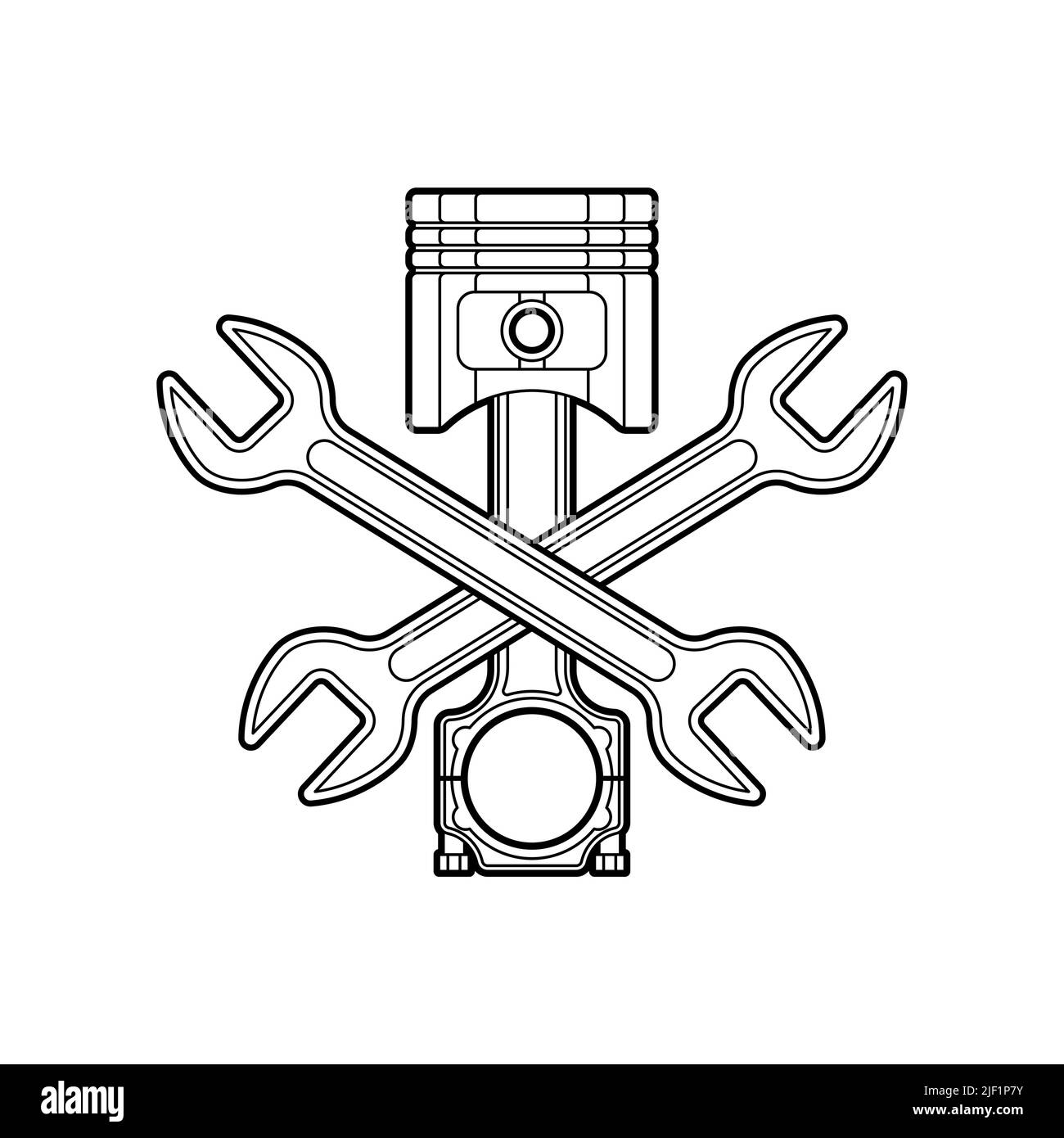Engine piston and Wrench sign. motorcycle pistons icon. Car workshop ...