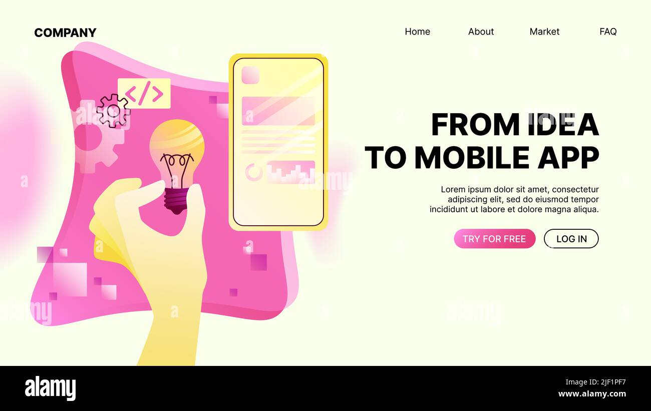 From Idea to Mobile App Banner. Application Development Website Landing ...