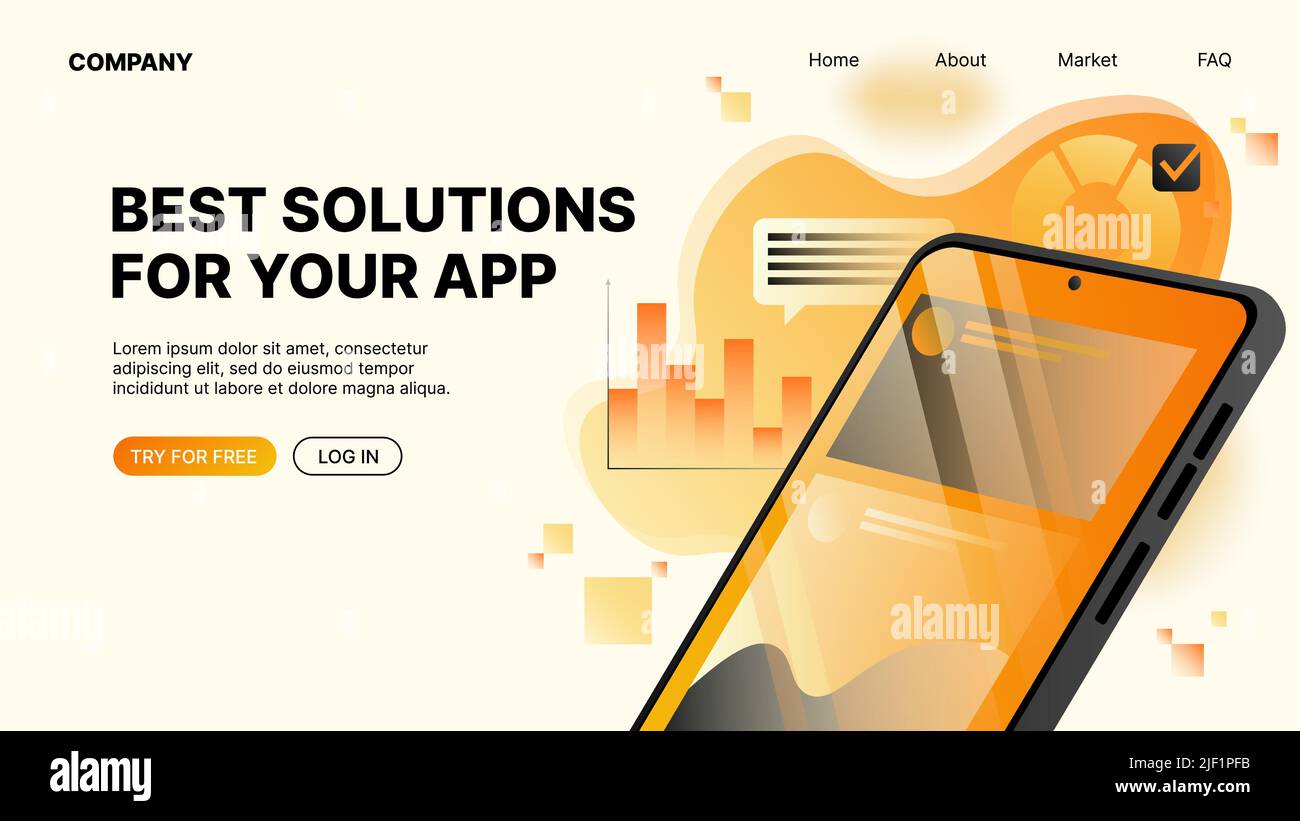 Best solutions for App Development. Horizontal Web Landing Page. Vector ...