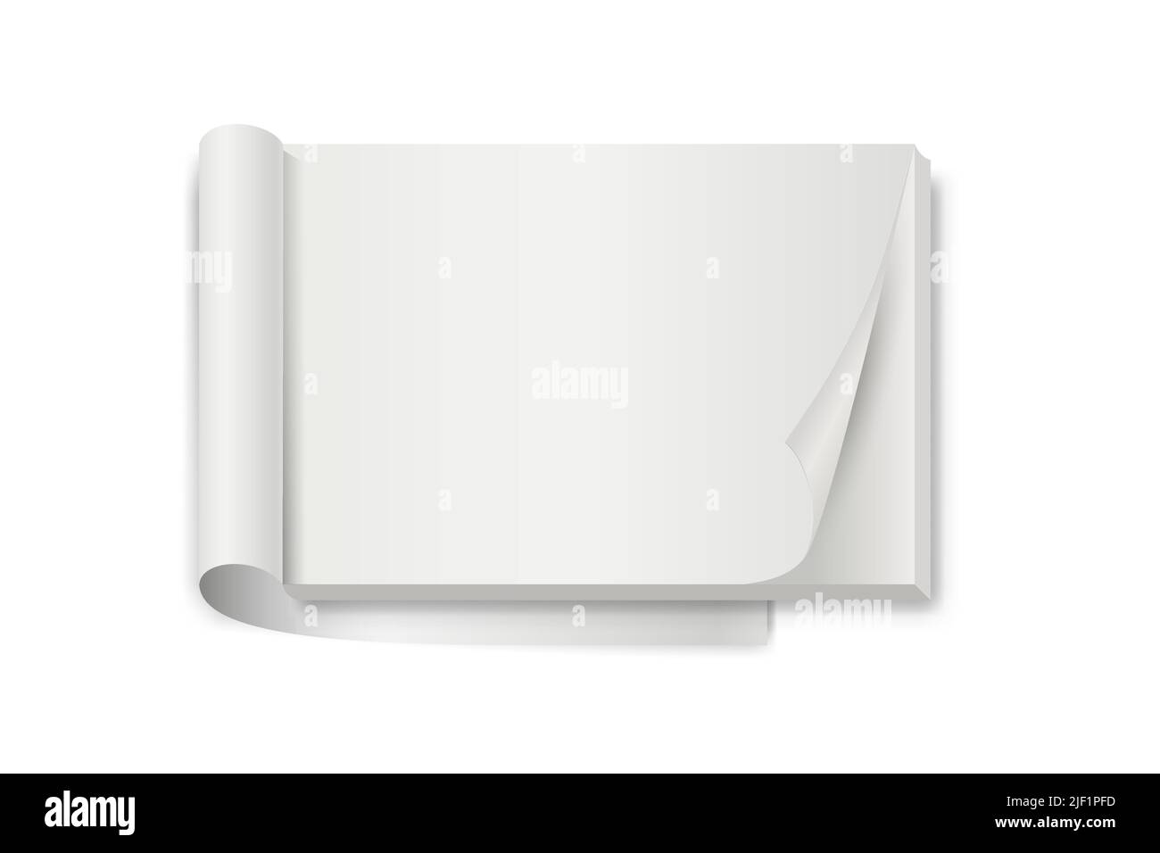 White tear off notebook or calendar on white. 3d realistic mockup of ...