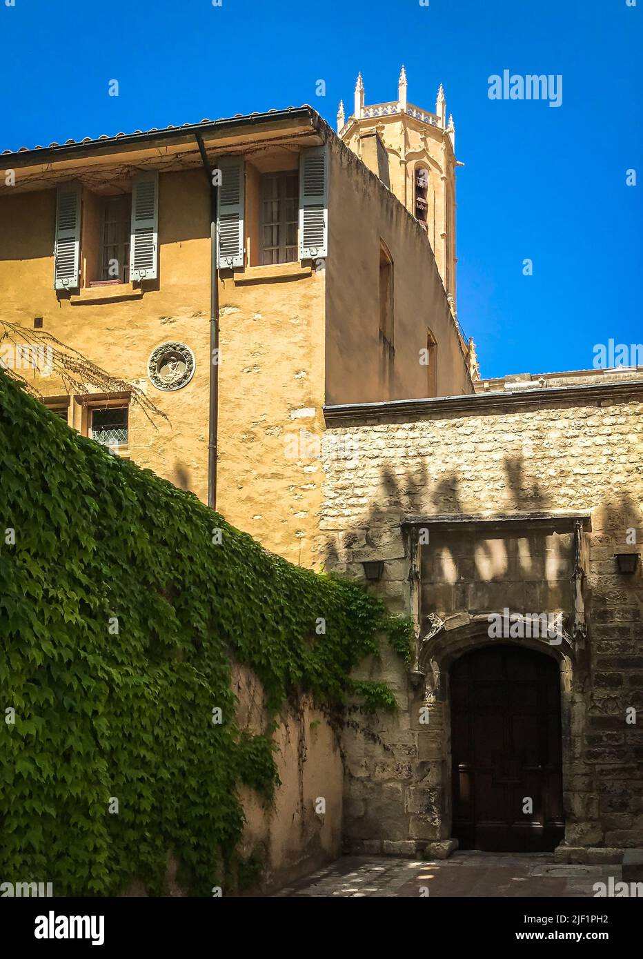 Aix-en-Provence, France, May 2022, view of Saint Sauveur cloister, a ...