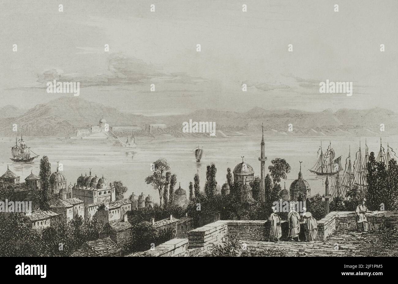Turkey. Constantinople (Istanbul). Golden Horn. View of Pera, suburb ...