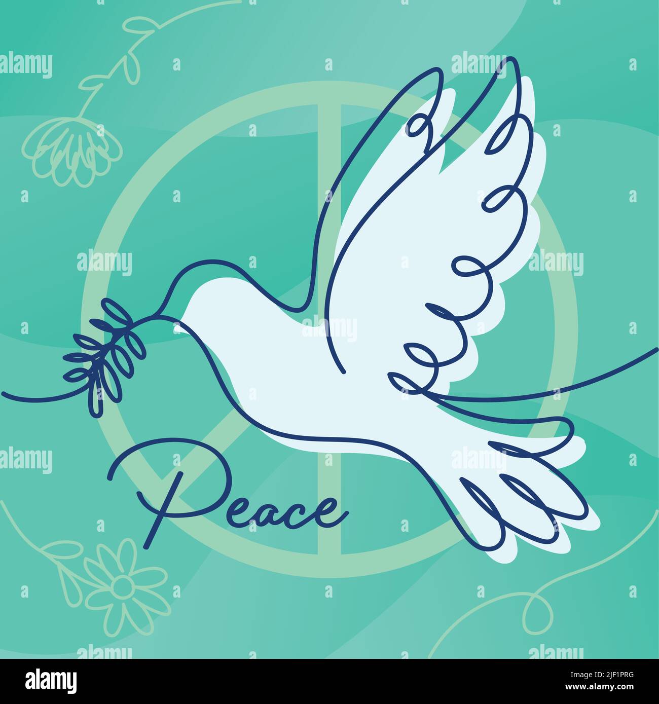 Sketch of dove bird with laurel wreath Peace and diplomacy flat concept ...