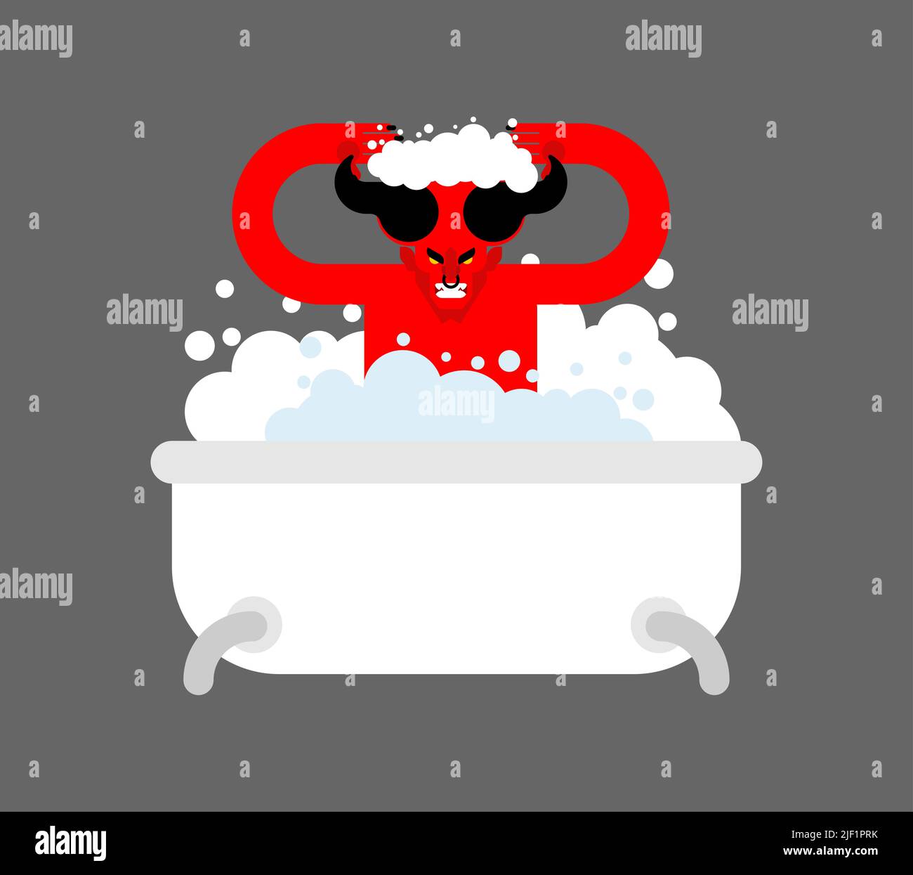 Devil in bath. Satan takes bath. Vector illustration Stock Vector Image ...