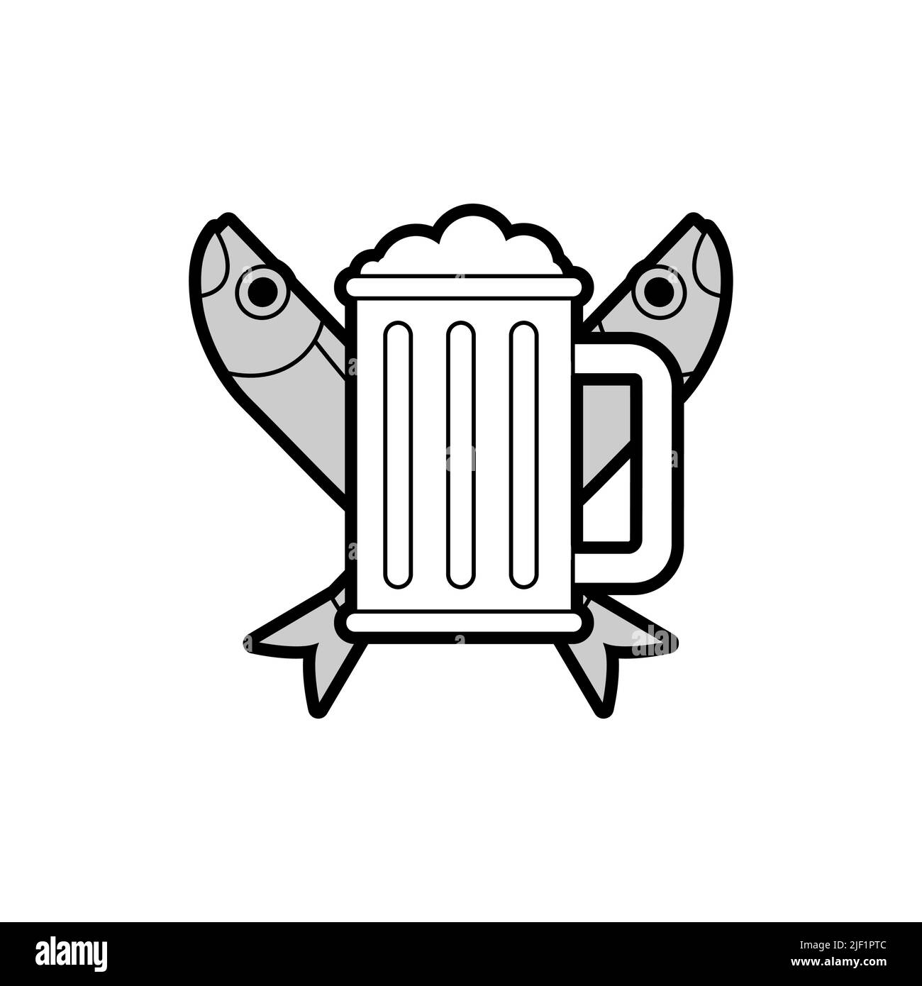 Beer and dry fish sign for alehouse. Beer house symbol logo. beery icon ...