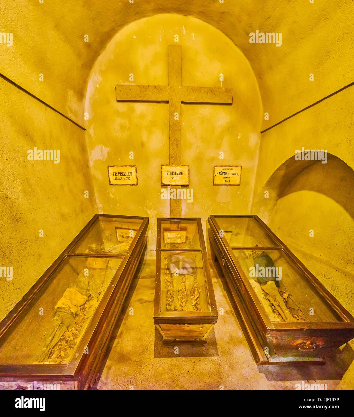 BRNO, CZECH REPUBLIC - MARCH 10, 2022: The crypt of Capuchin Tomb with ...