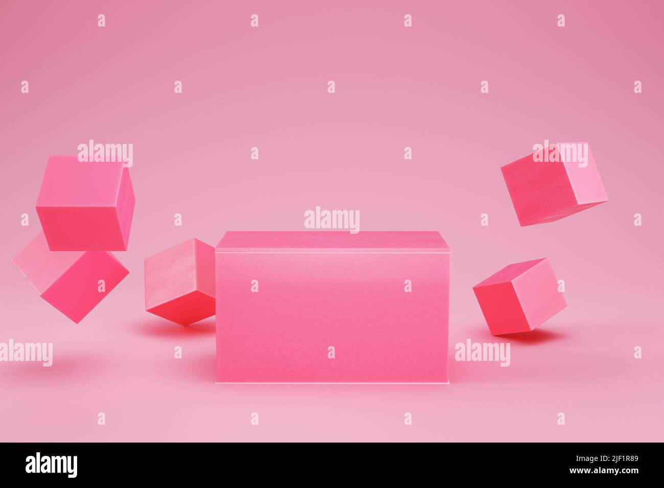 Pink rectangle pedestal with box shape geometry for product display. 3d ...