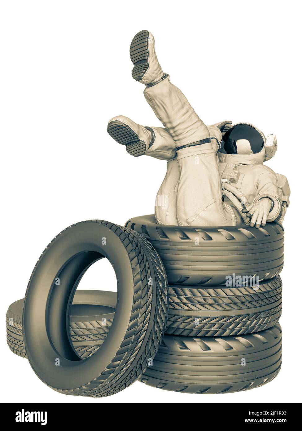 astronaut inside the tires pin up pose, 3d illustration Stock Photo - Alamy