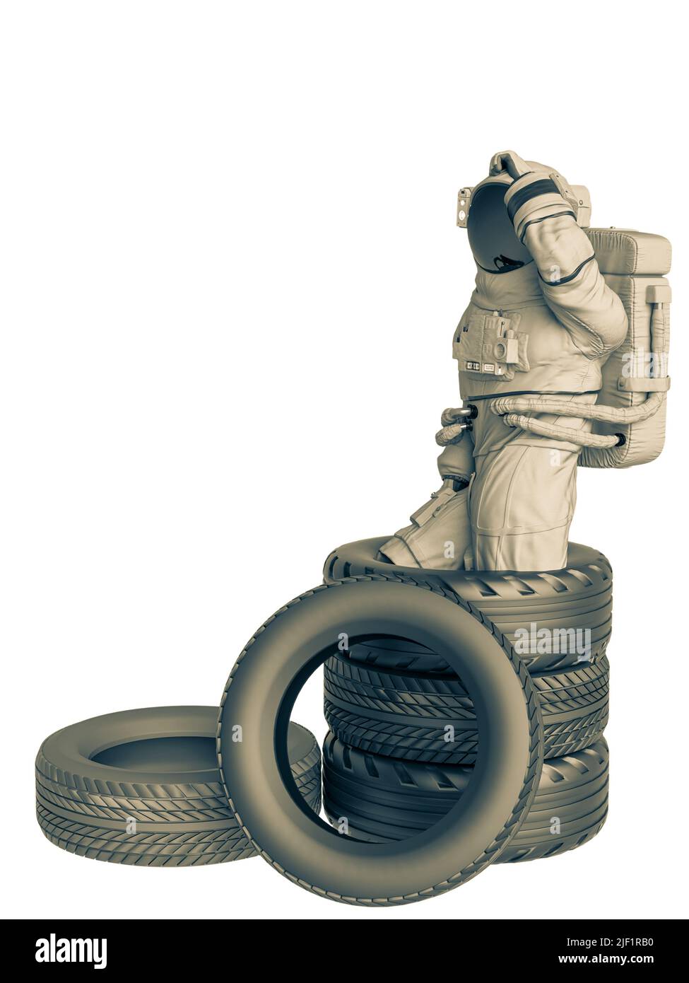 astronaut inside the tires pin up, 3d illustration Stock Photo - Alamy