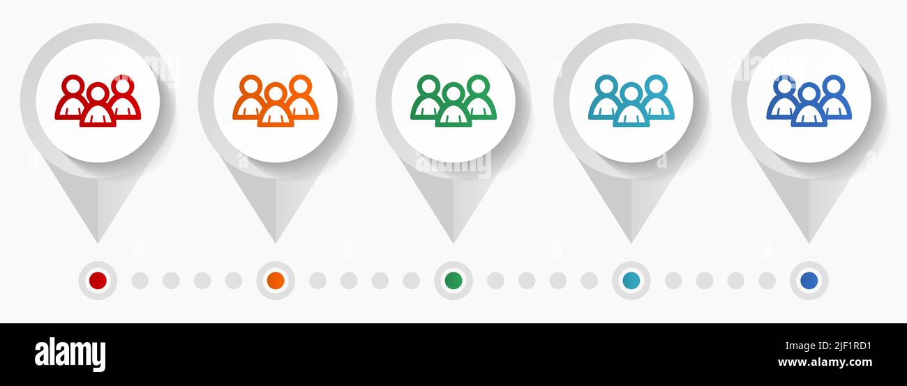 People, group concept vector icons, editable infographic template, set ...