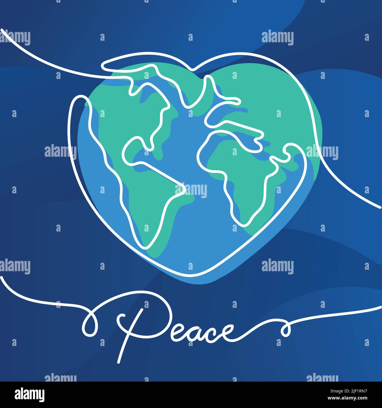 Earth globe sketch with a heart shape Peace and diplomacy flat concept ...