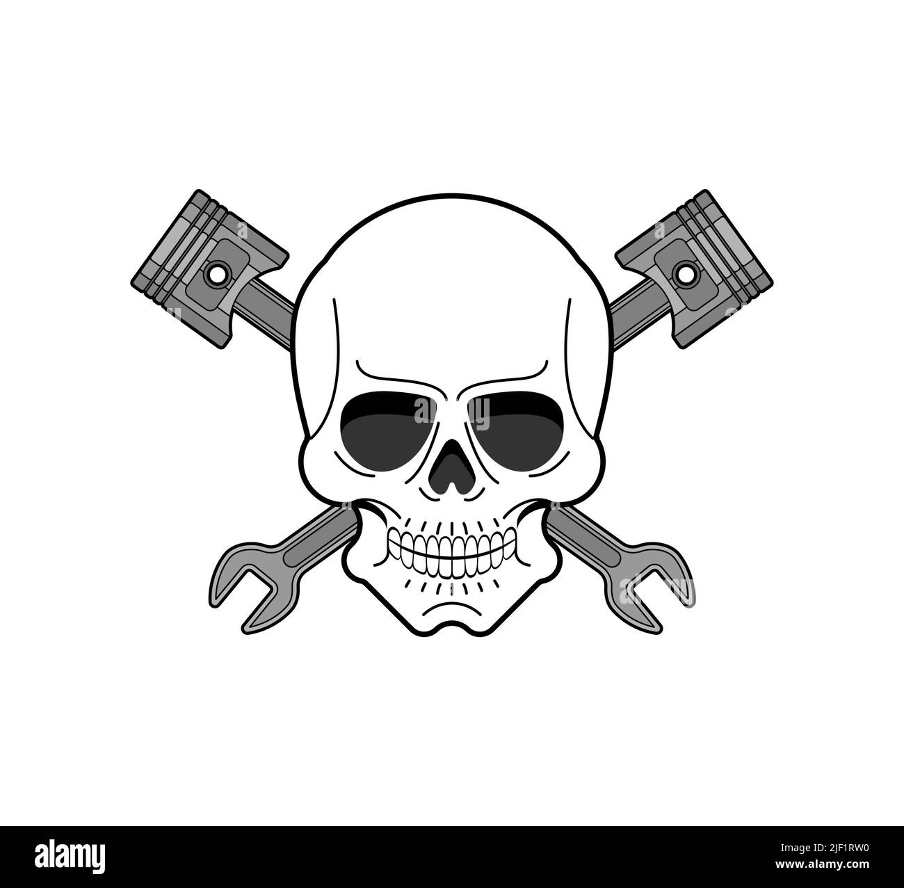 Skull engine piston sign Black and White Stock Photos & Images - Alamy