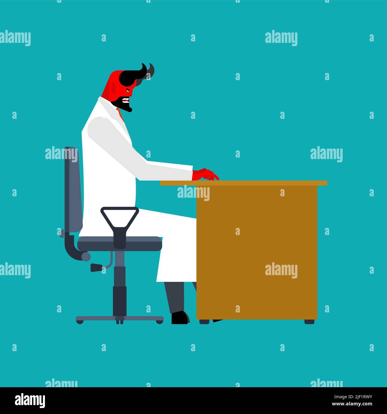 Devil doctor. Doctor Satan in white coat. Vector illustration Stock ...