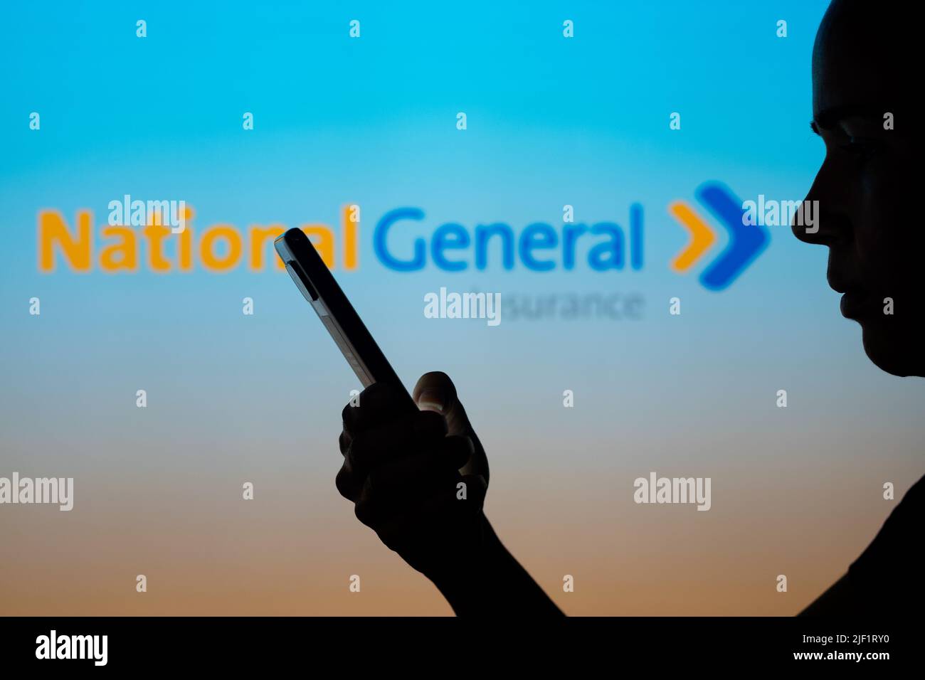 In this photo illustration, the National General Insurance logo is seen ...
