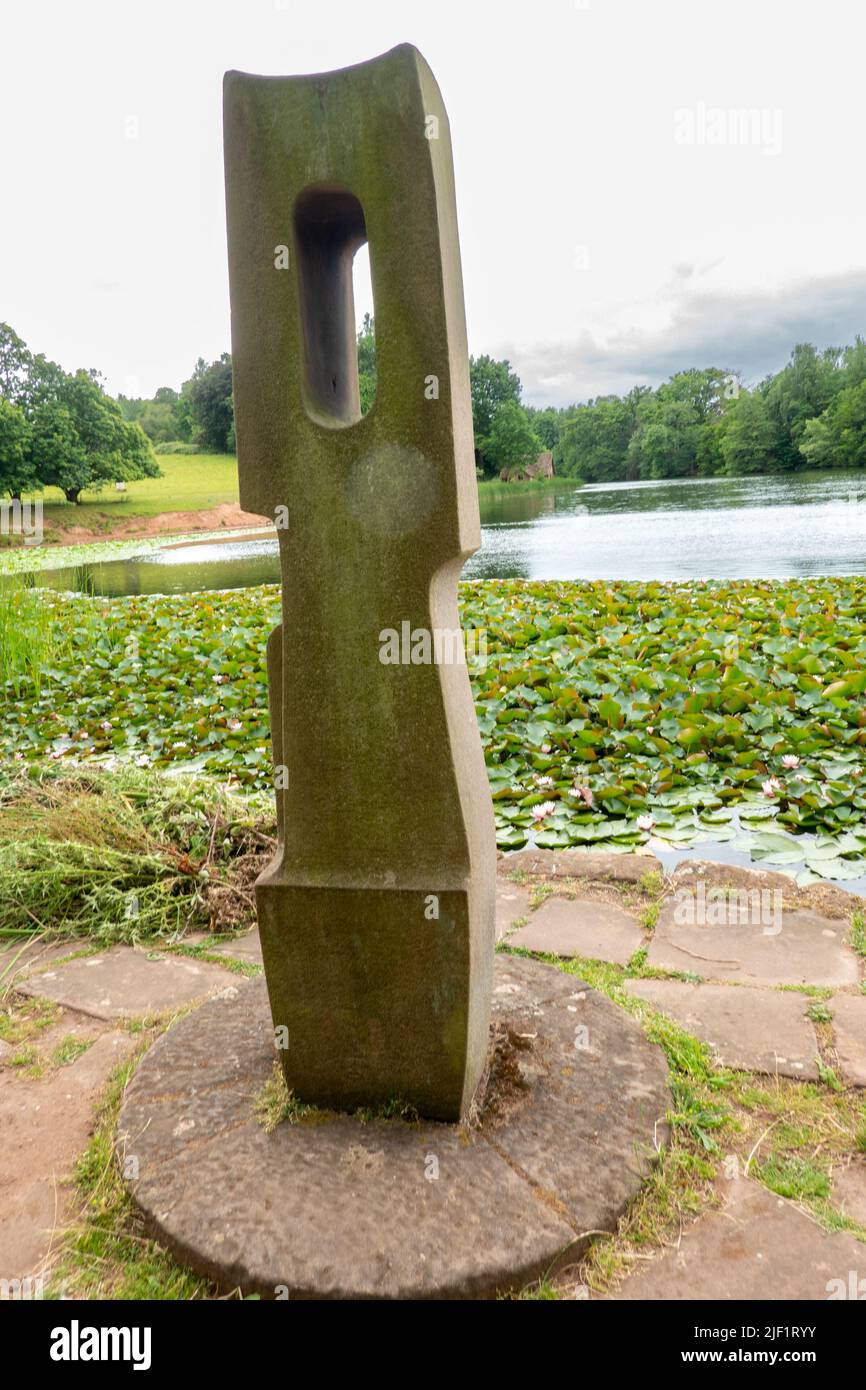 Antony Twentyman, sculpture The Watcher Dudmaston Big Pool Stock Photo ...