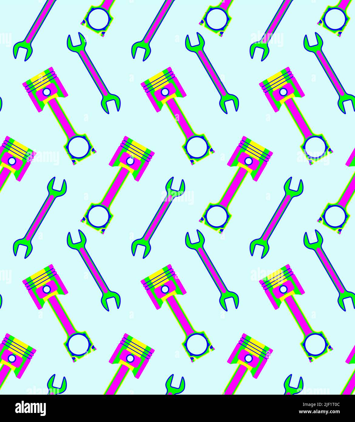 Engine piston and Wrench pattern seamless. motorcycle pistons ...