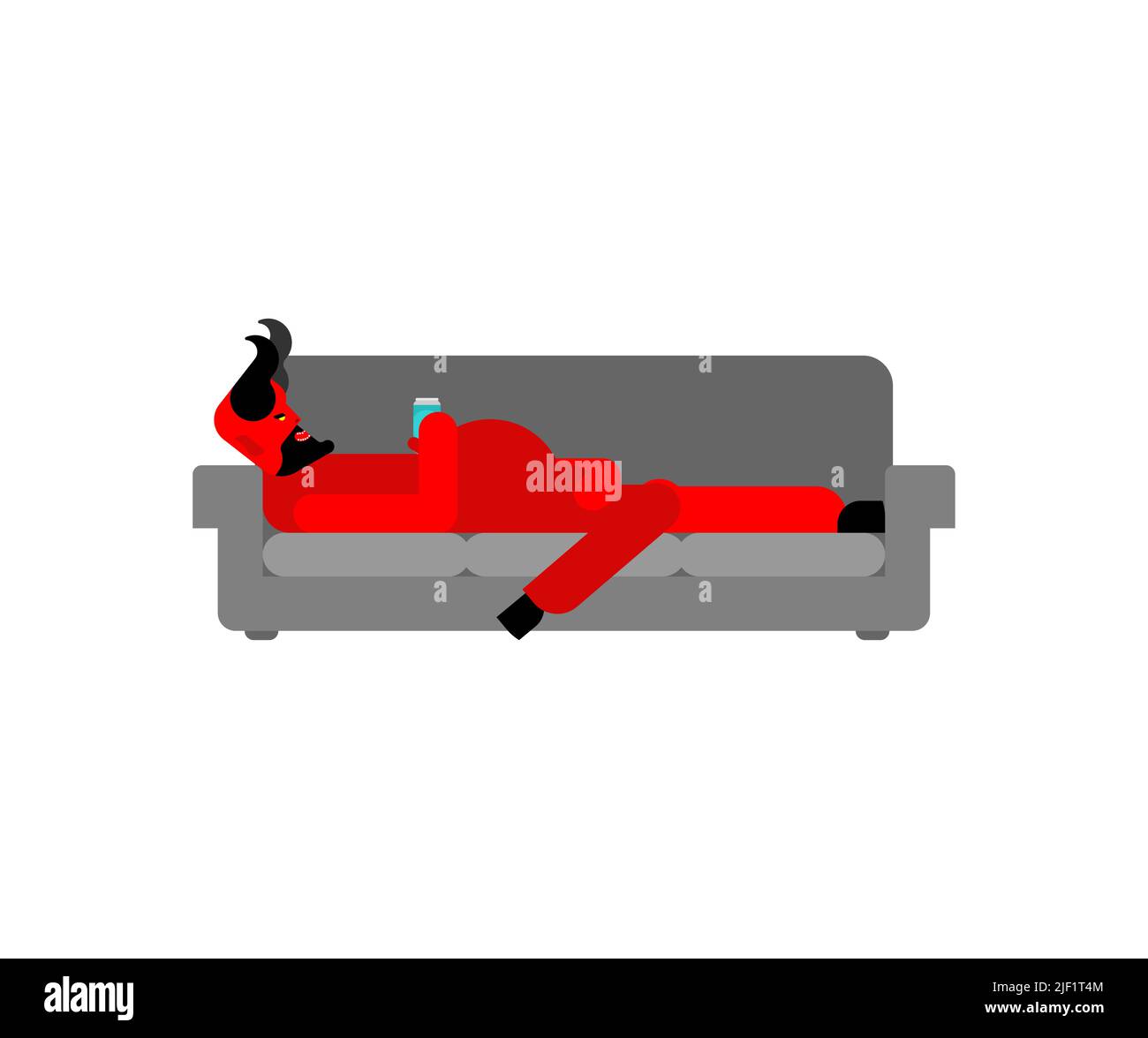 Red Devil relax on couch. Satan sleeps on couch Stock Vector Image ...