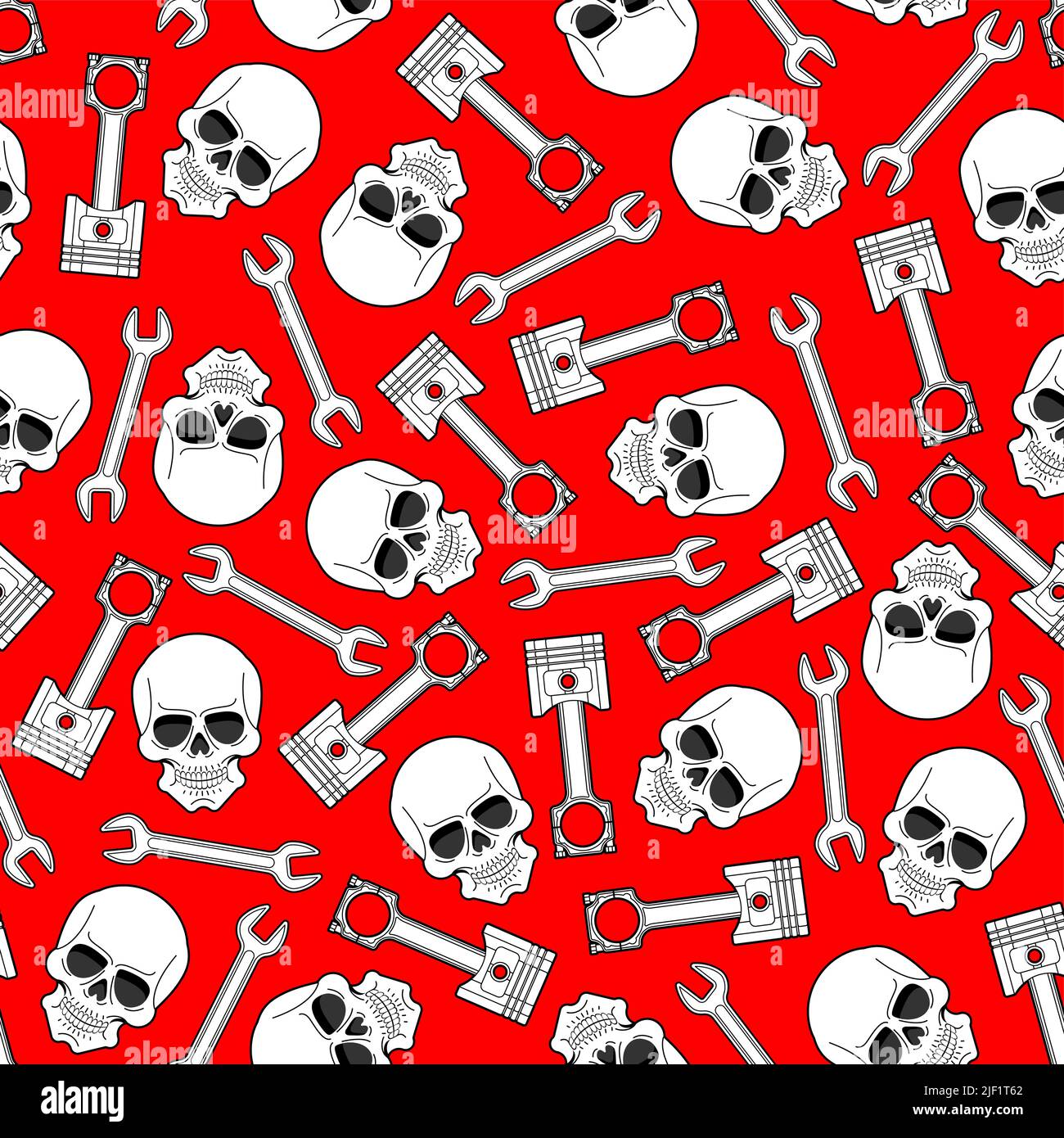 Skull and Engine piston pattern seamless. motorcycle pistons background ...