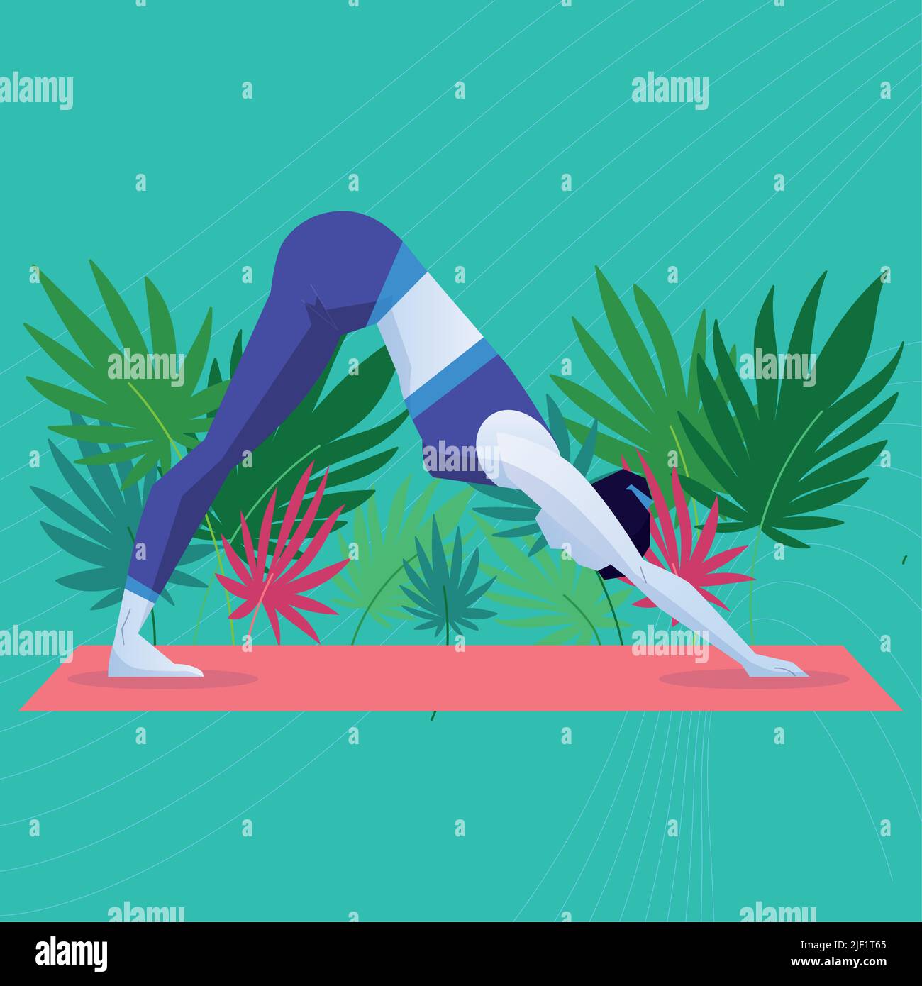 Cute abstract woman character doing yoga exercises Vector Stock Vector ...
