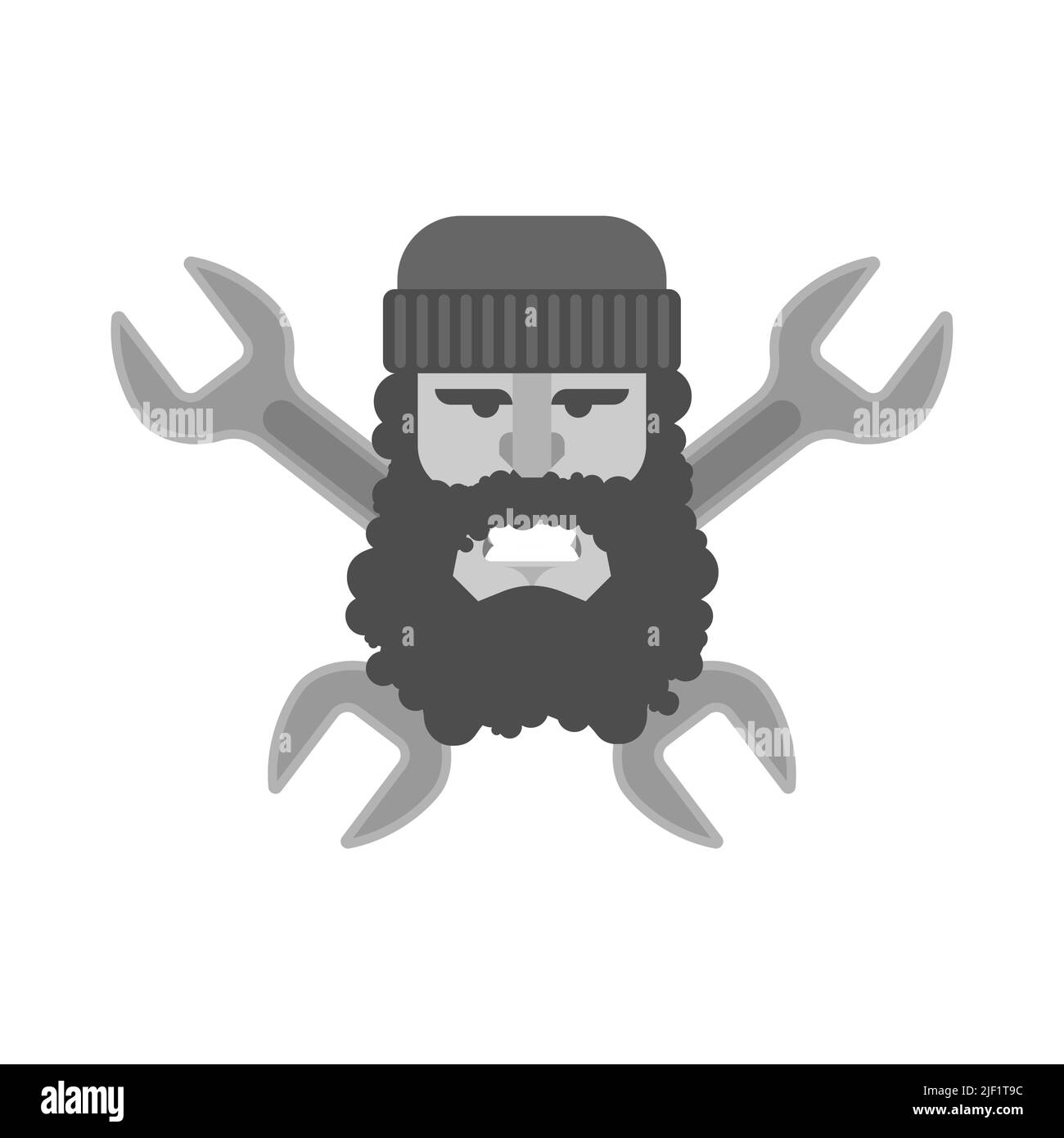 Car Repair shop symbol. Man with beard and wrench sign Stock Vector ...