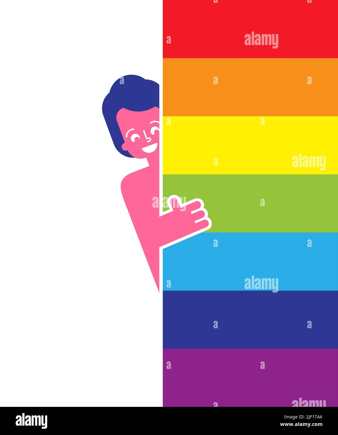 Coming out sign. LGBT man and rainbow sign. The concept of an open and ...