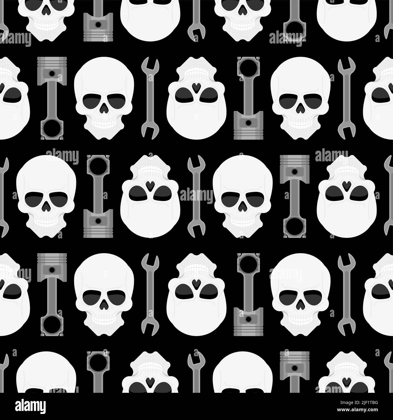 Skull and Engine piston pattern seamless. motorcycle pistons background ...