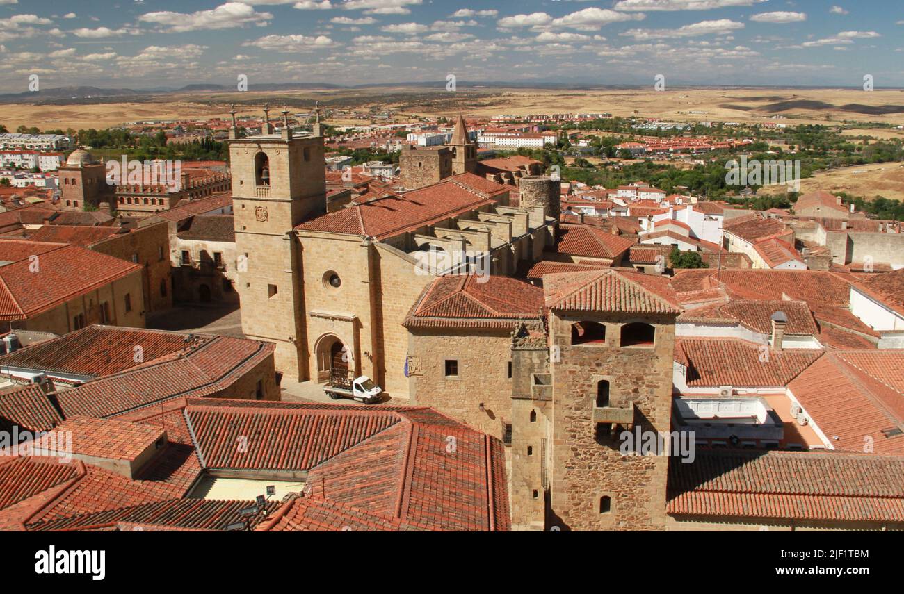 Rooftop view of the ancient city of Caceres, Spain Stock Photo - Alamy