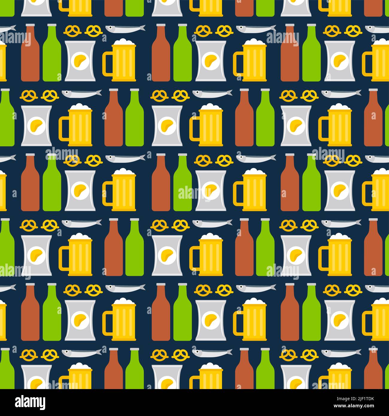 Beer and snacks pattern seamless. Fish and chips and a mug of beer ...