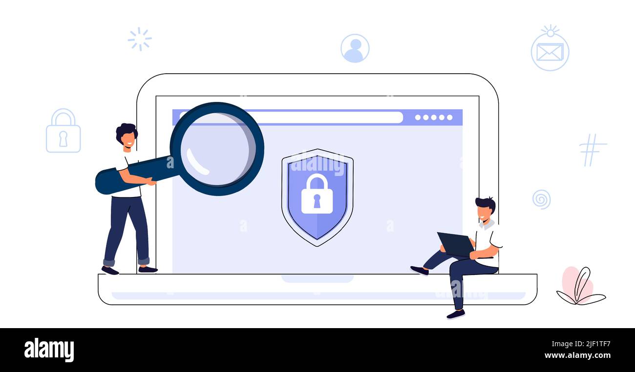 Data protection Network security tiny people character concept Flat ...