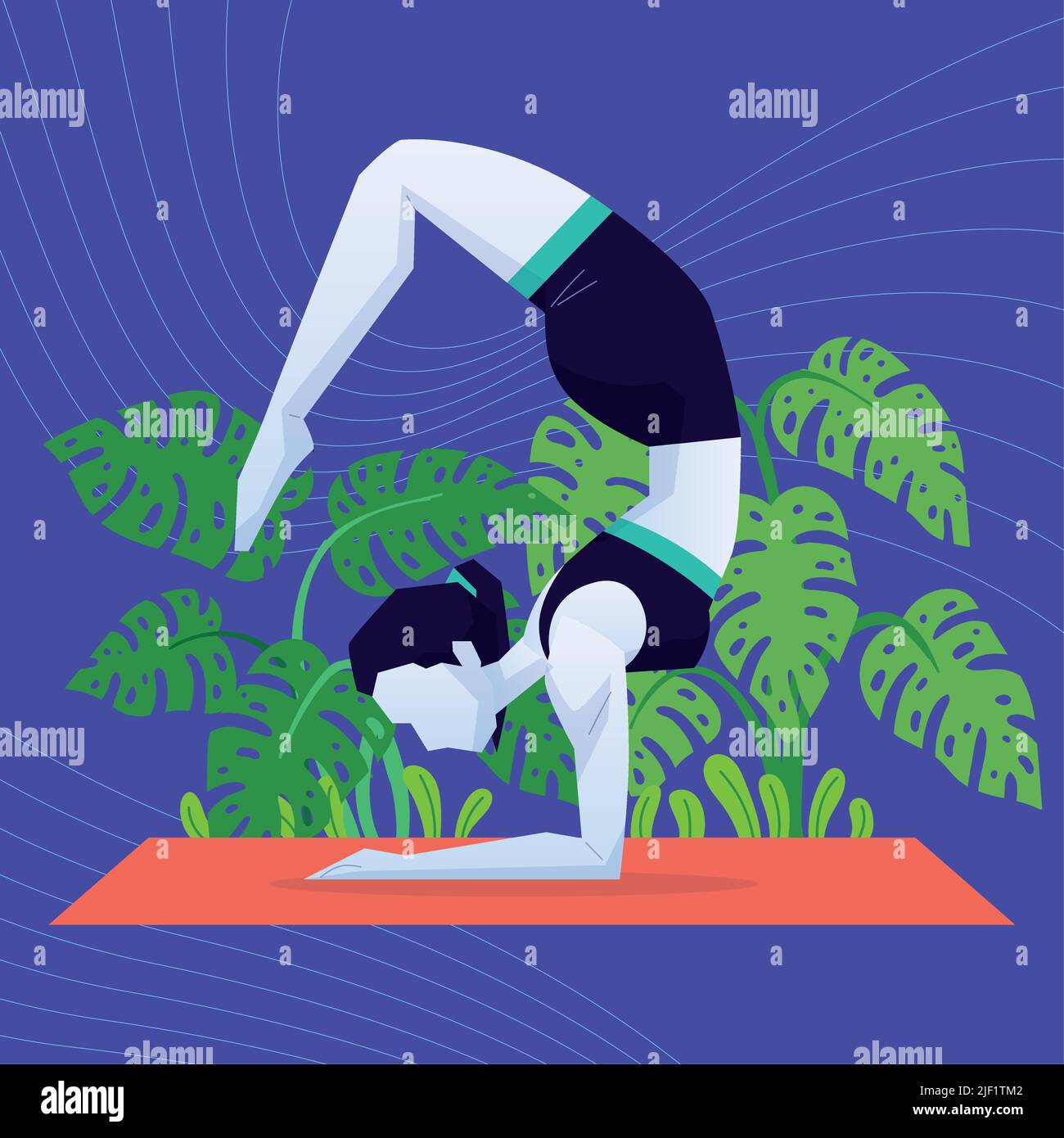 Isolated abstract girl character doing yoga exercises Vector Stock ...