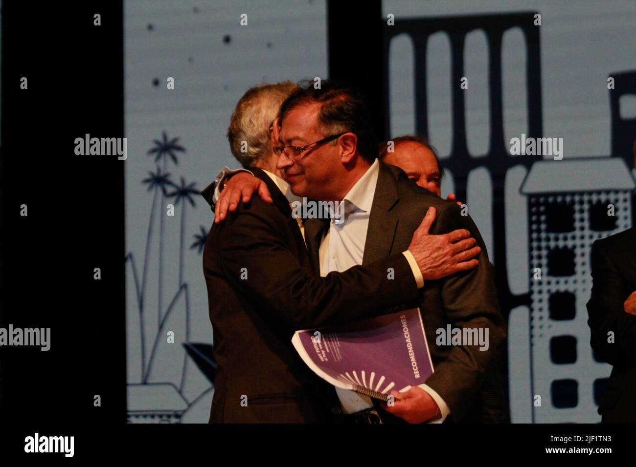 President of the Truth Commission Francisco de Roux (Left) hugs ...