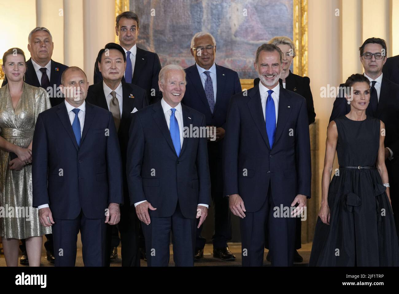 Madrid, Spain. 28th June, 2022. President Joe Biden (C) laughs next to ...