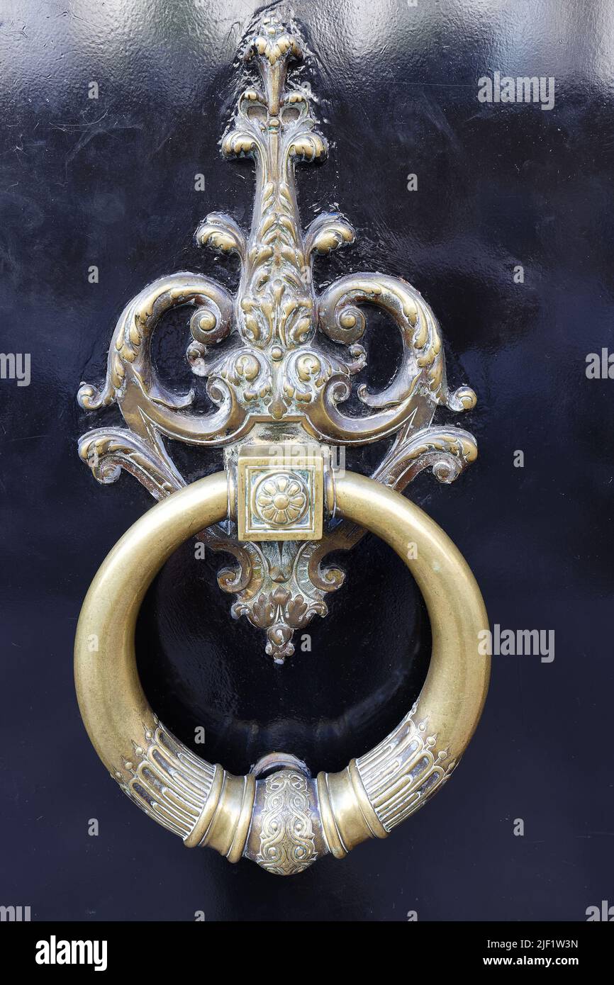 European Vintage old metal wrought iron door knocker. Design detail ...