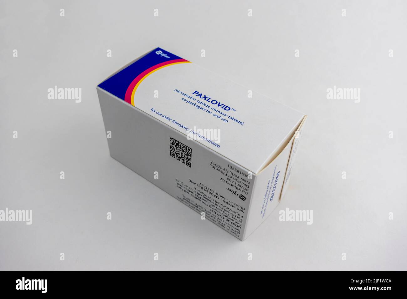 Seattle, WA USA - circa June 2022: Angled view of Paxlovid medication ...