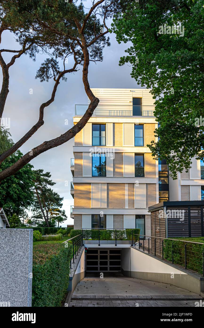 A beautiful hotel building in a resort town Stock Photo - Alamy