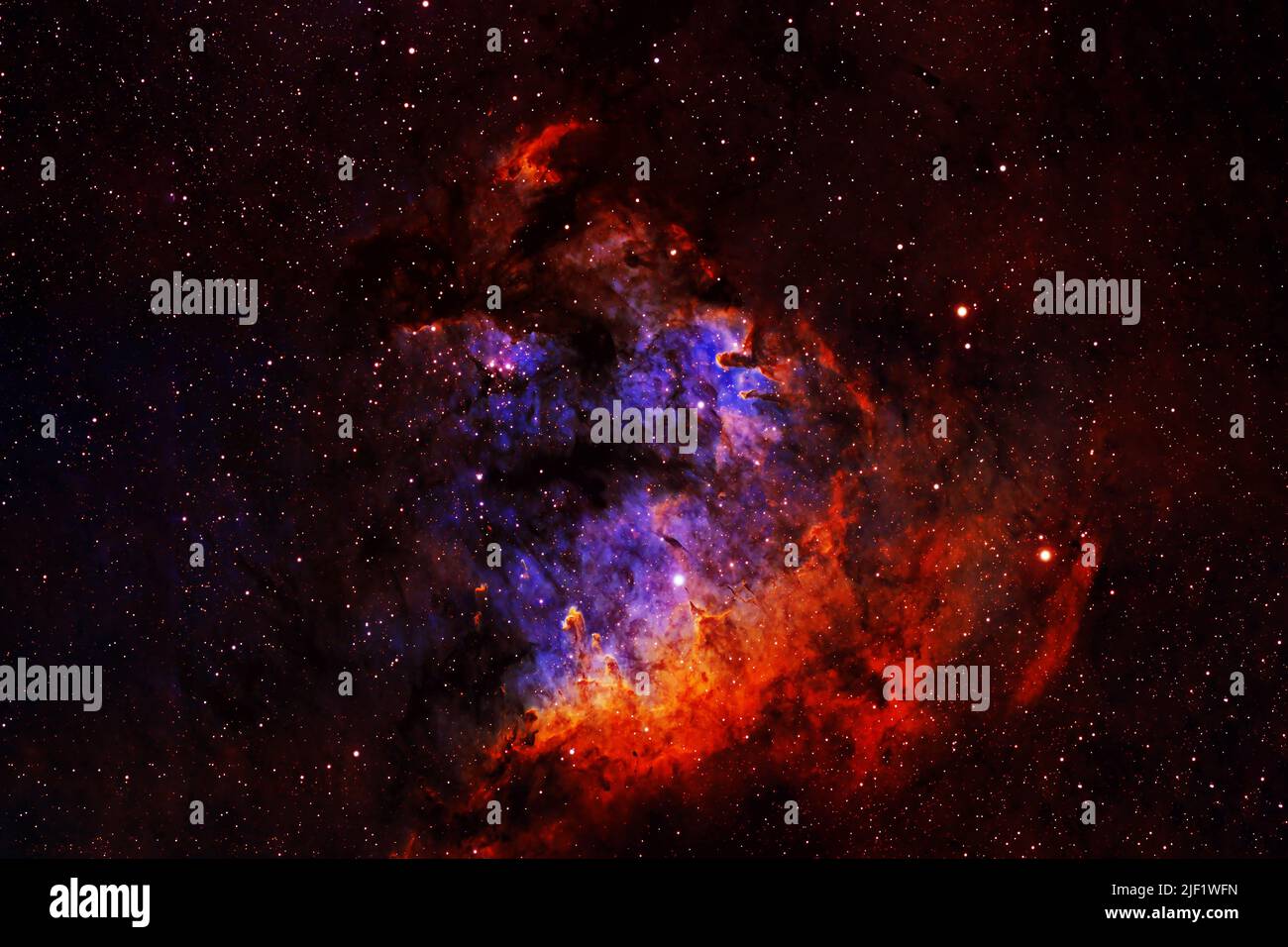 Red, beautiful space nebula. Elements of this image furnished by NASA ...