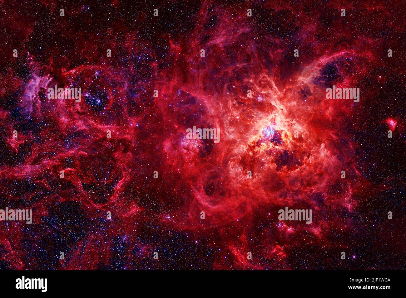 Red, beautiful space nebula. Elements of this image furnished by NASA ...