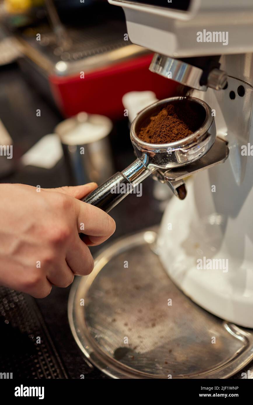 Making coffee in machine fill hi-res stock photography and images - Alamy