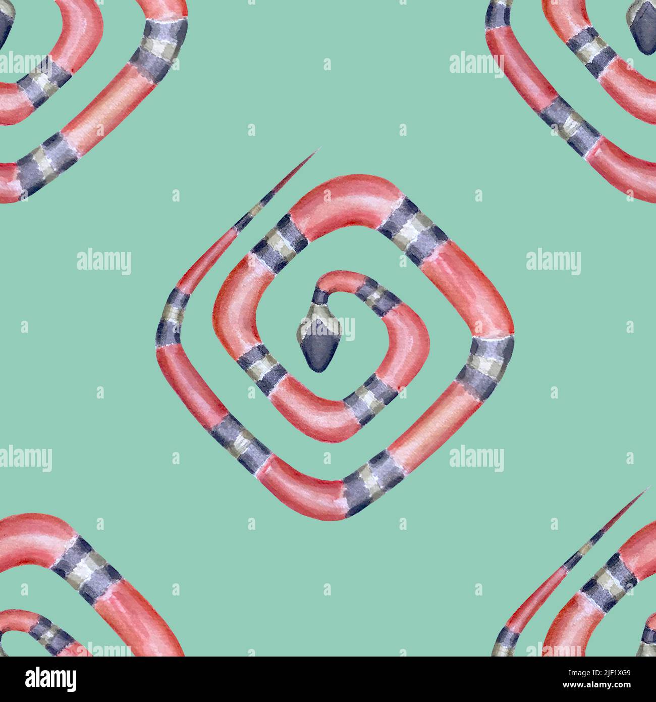 Coral snakes geometric seamless pattern. Red black milky white reptile ...