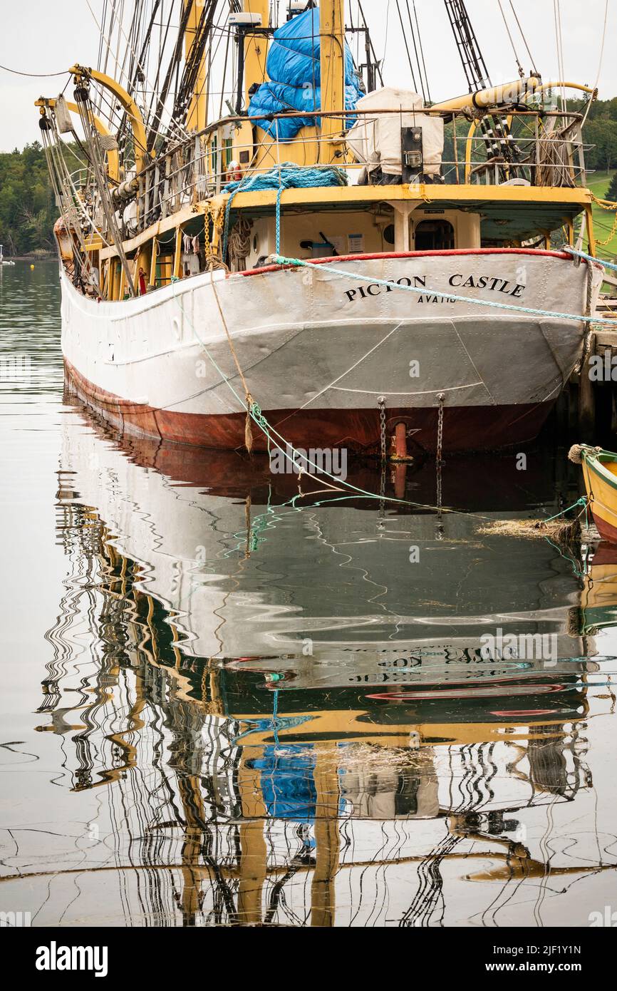 Steel-hulled barque Picton Castle alongside a wharf in Lunenburg, Nova ...
