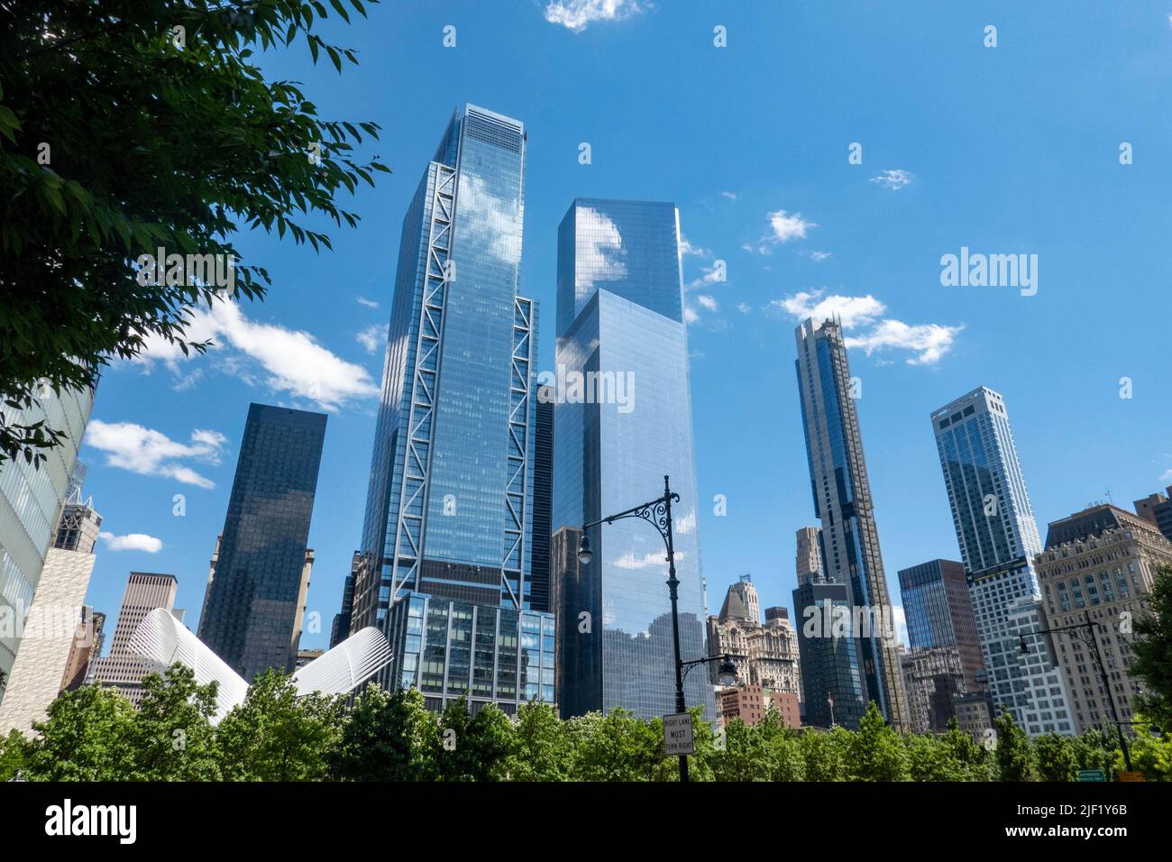 Skyscrapers surround the World Trade Center 9/11 Memorial in the ...