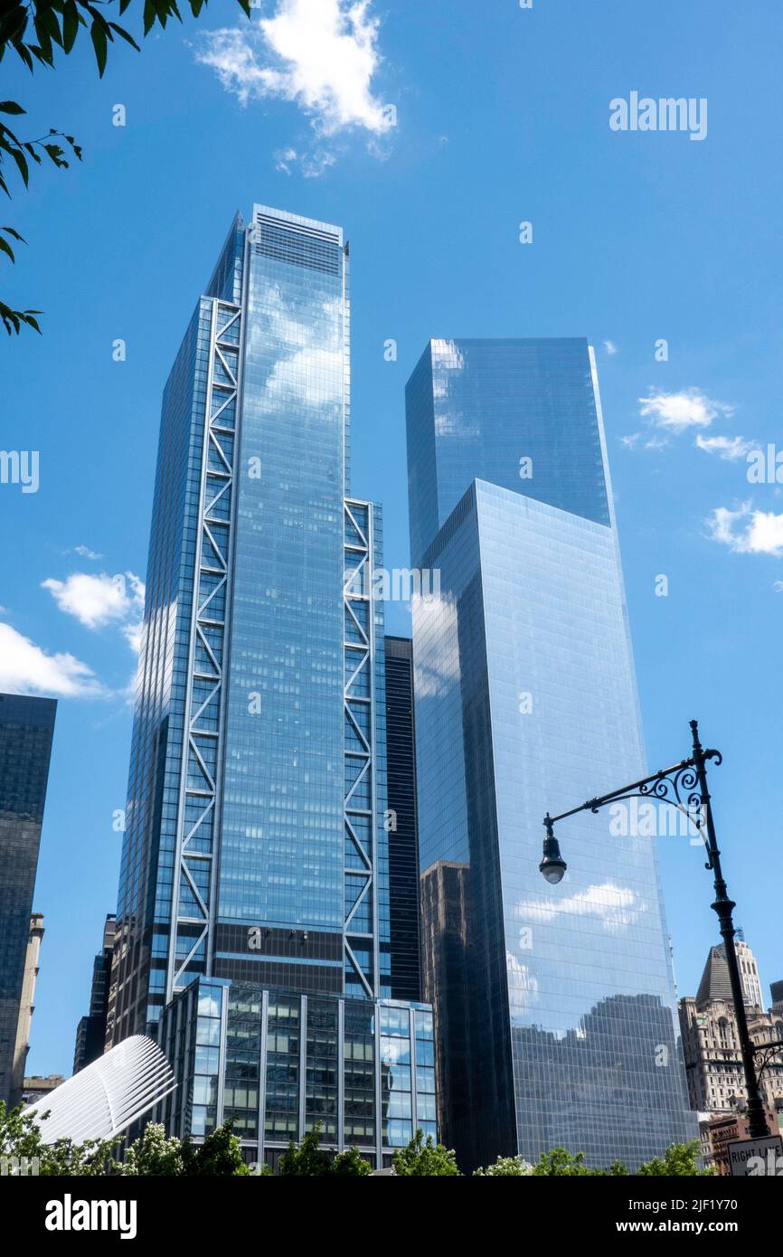 Skyscrapers surround the World Trade Center 9/11 Memorial in the ...
