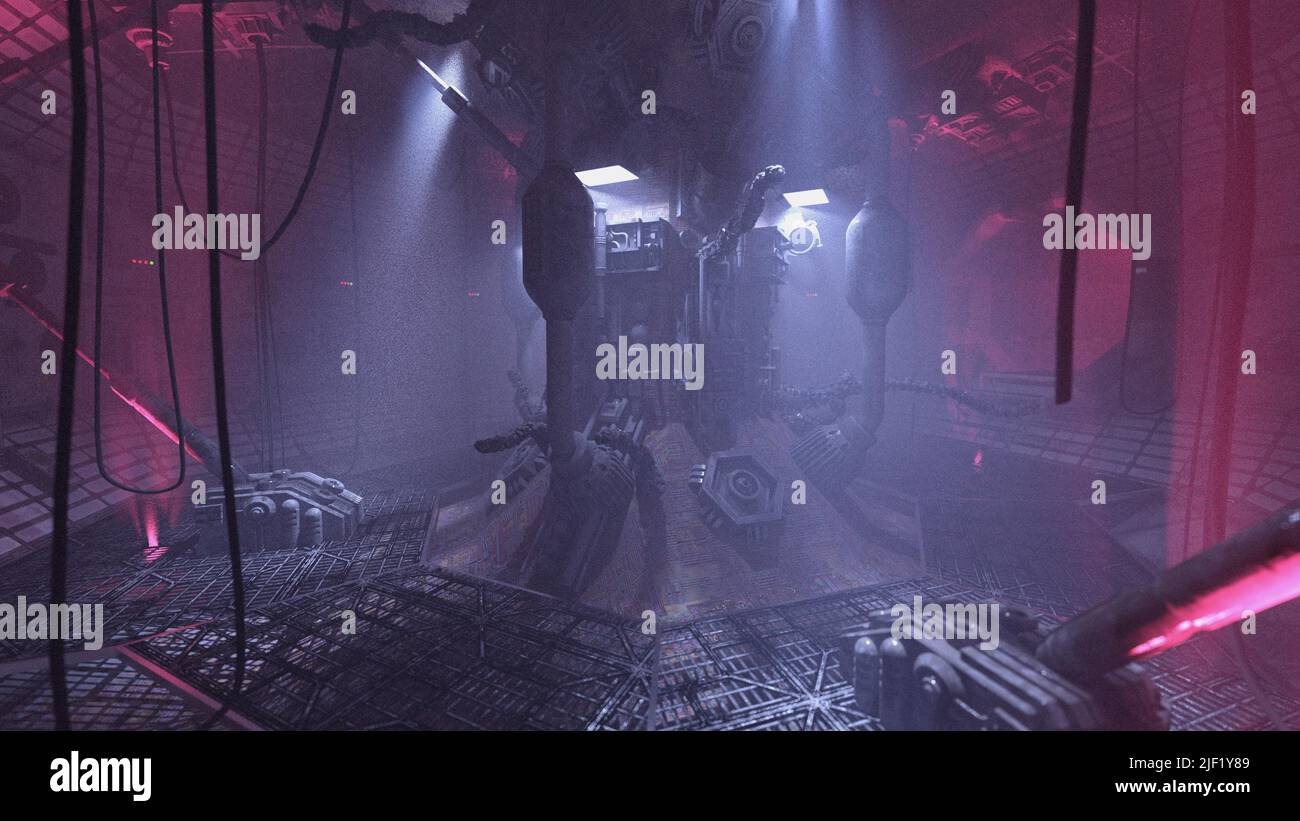 3D-illustration of a cyberpunk computer after a catastrophe Stock Photo ...