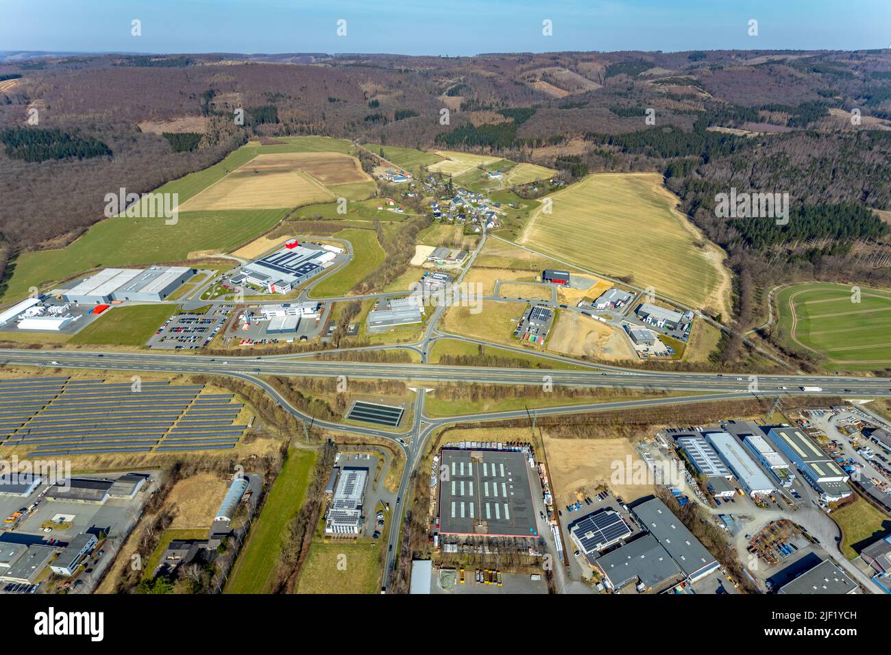 Aerial photograph, development of Enste-Nord industrial estate, Enste ...